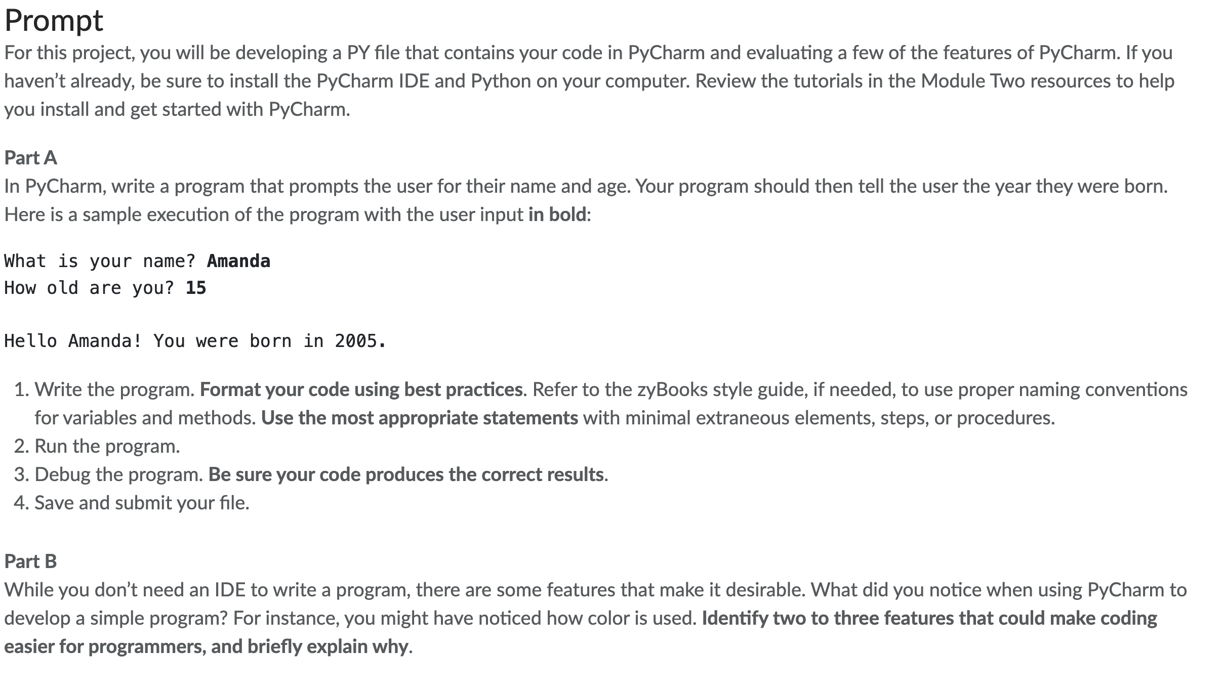 Solved PromptFor this project, you will be developing a PY | Chegg.com