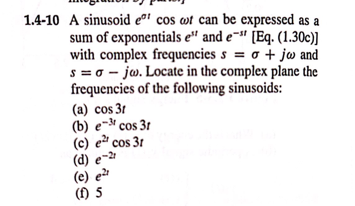 Solved 4-10 A sinusoid eσtcosωt can be expressed as a sum of | Chegg.com