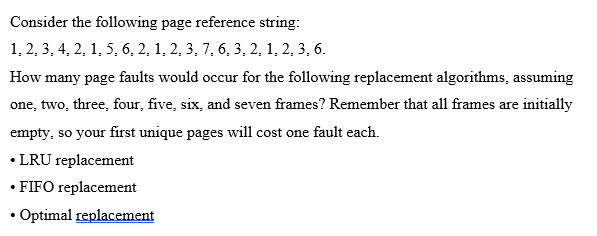 Consider the following page reference string: | Chegg.com
