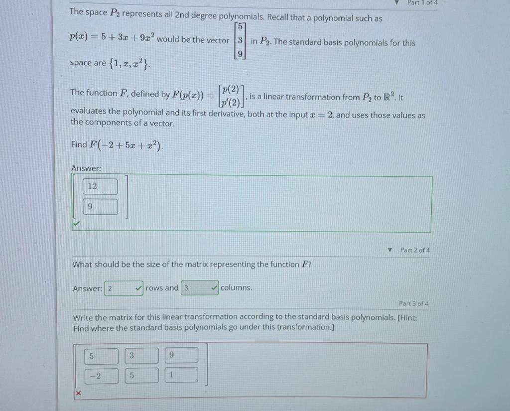 Solved The space P2 represents all 2 nd degree polynomials. | Chegg.com