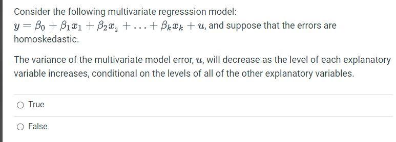 Solved Consider the following multivariate regresssion | Chegg.com