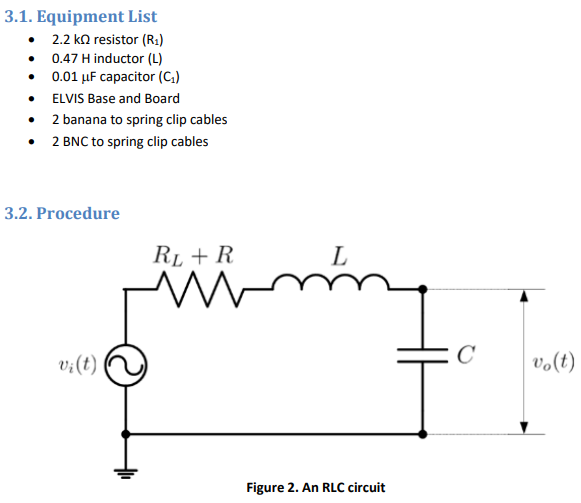 Solved A. Using the R and C values in the equipment list for | Chegg.com