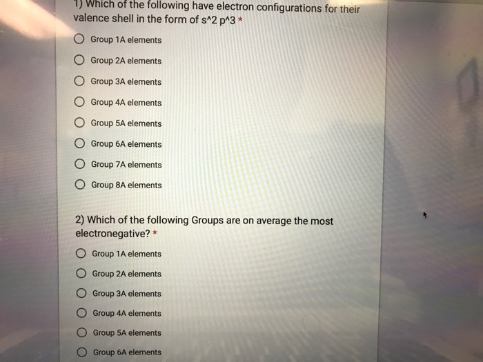 Solved 1) Which of the following have electron | Chegg.com