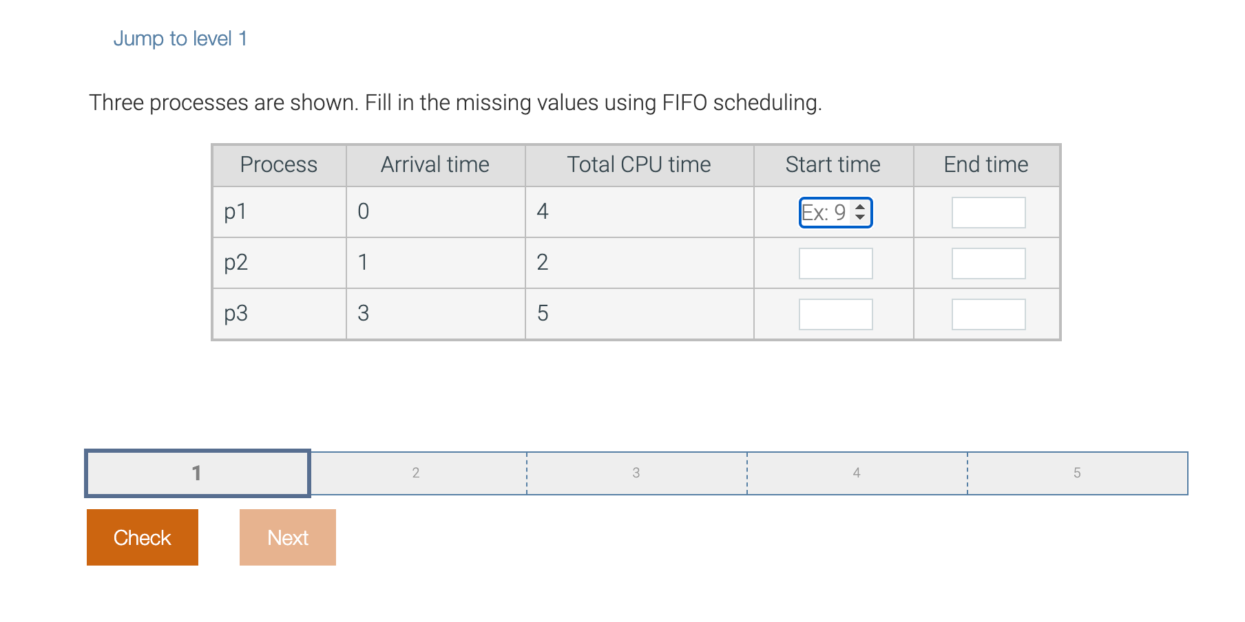 Solved Jump to level 1 Three processes are shown. Fill in | Chegg.com