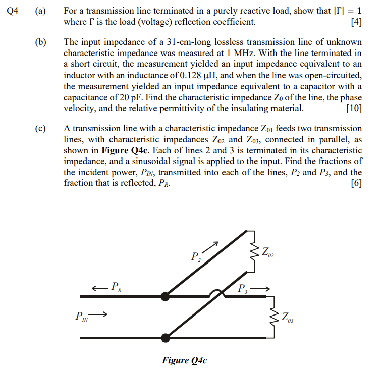 Solved (a) For a transmission line terminated in a purely | Chegg.com