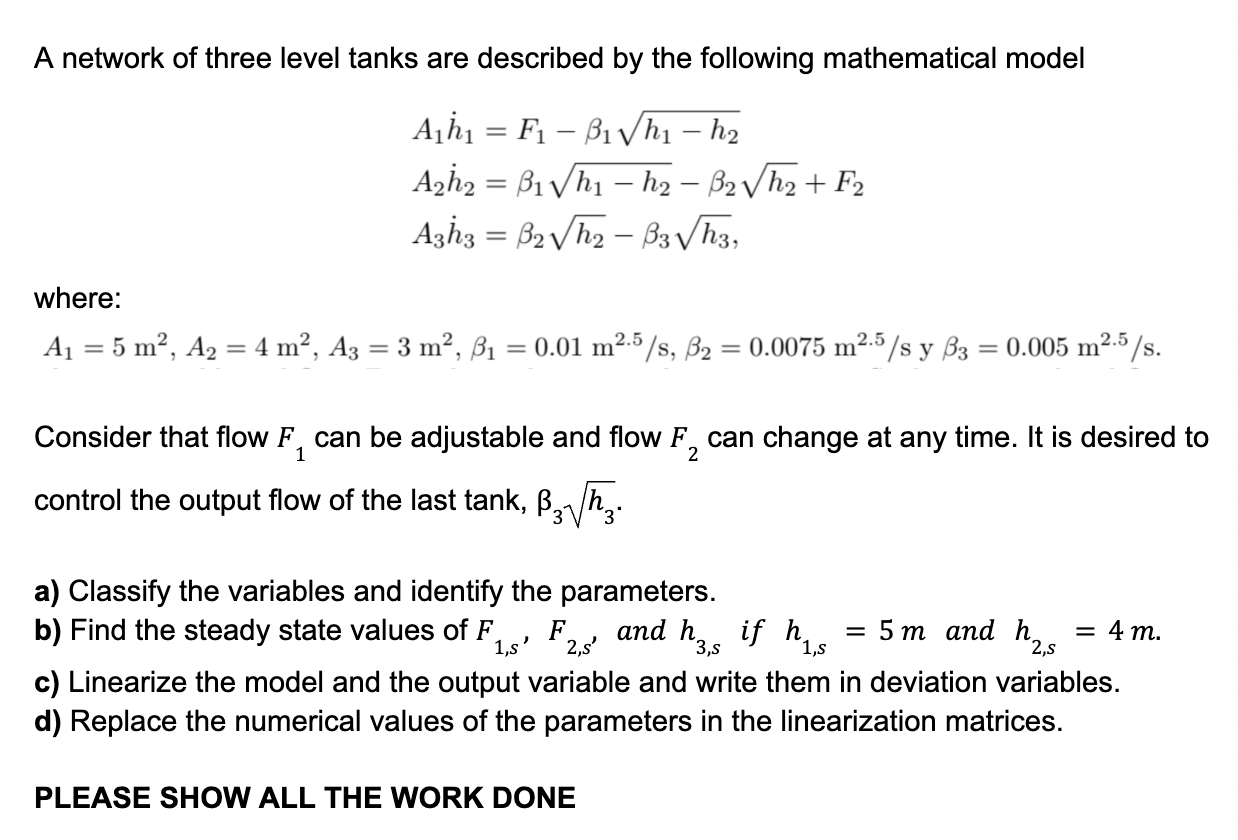 Solved In part b, the subscript s in F and h refers to the | Chegg.com
