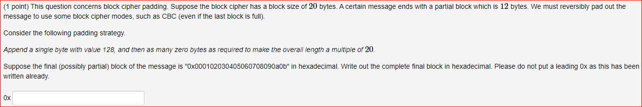 Solved (1 point) This question concerns block cipher | Chegg.com