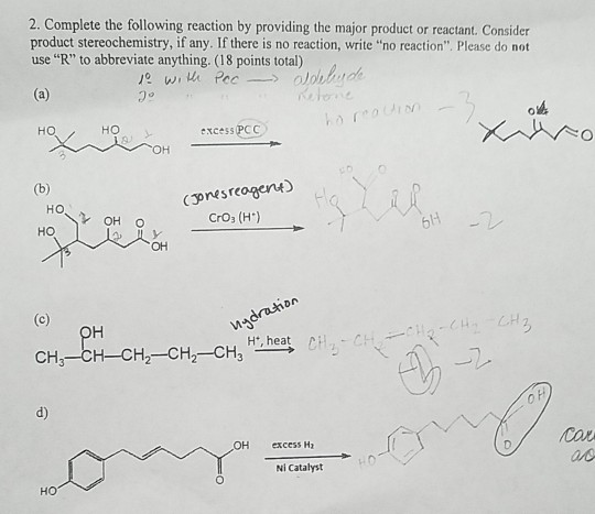 Solved 2. Complete the following reaction by providing the | Chegg.com