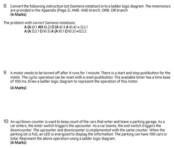 Solved 8. Convert the following instruction list (Siemens | Chegg.com