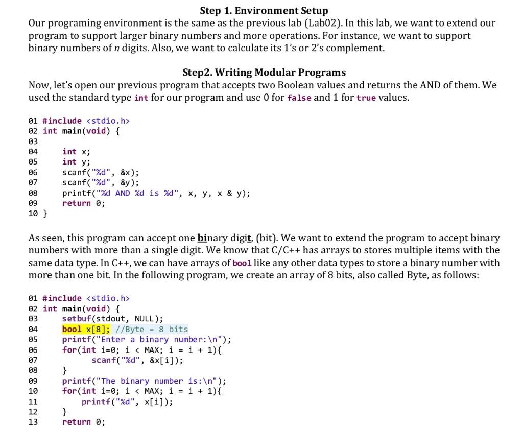 Solved Step 1. Environment Setup Our programing environment | Chegg.com