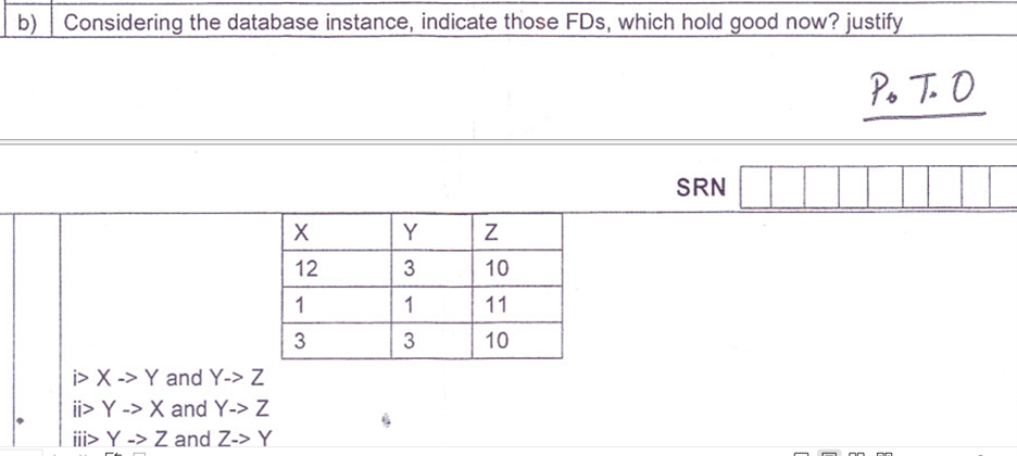 Solved b) ﻿Considering the database instance, indicate those | Chegg.com
