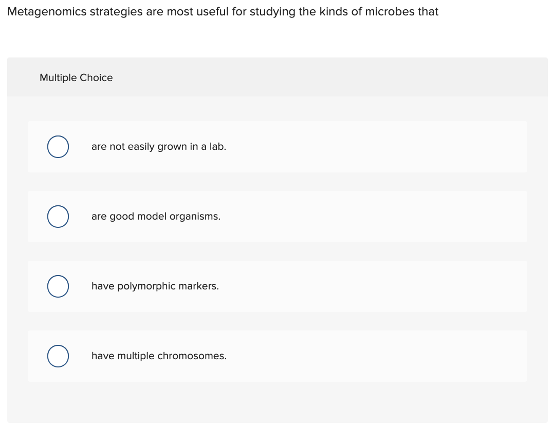 Solved Metagenomics strategies are most useful for studying | Chegg.com