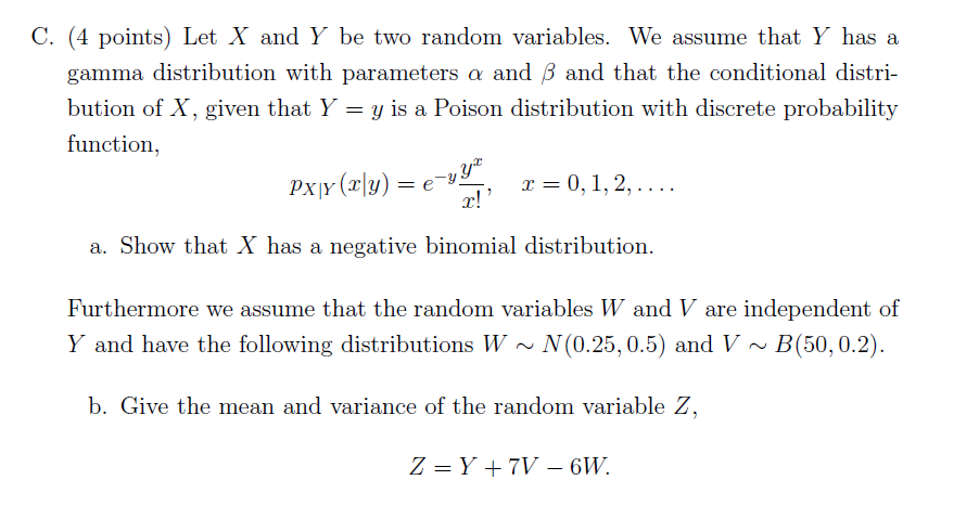 Solved (4 points) Let \\( X \\) and \\( Y \\) be two random | Chegg.com