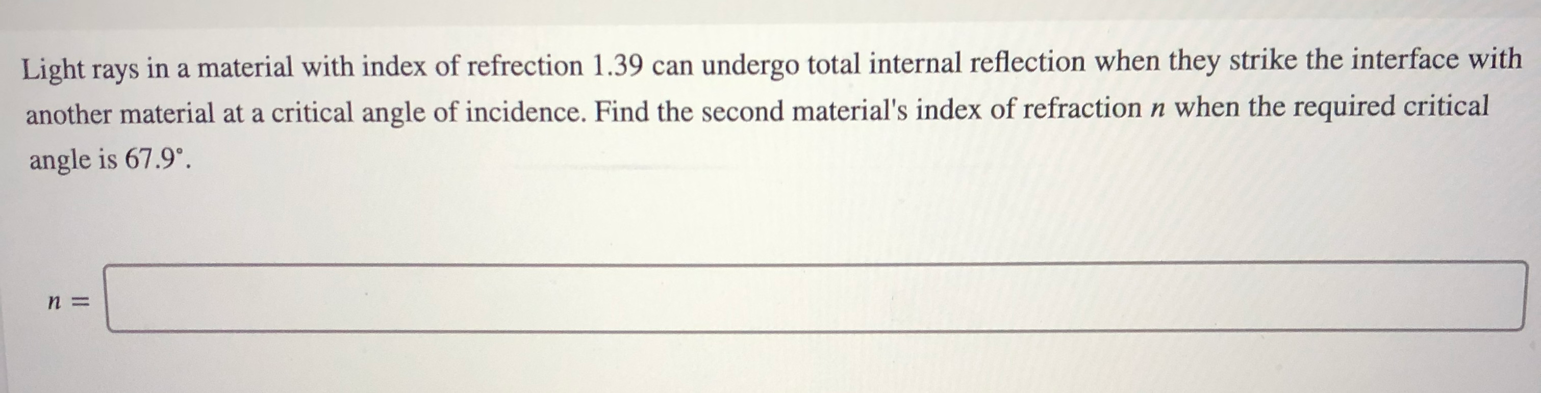 Solved Light rays in a material with index of refrection | Chegg.com