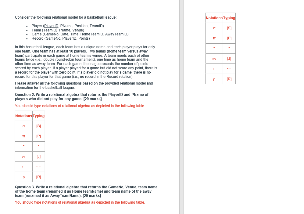 Solved Consider the following relational model for a | Chegg.com