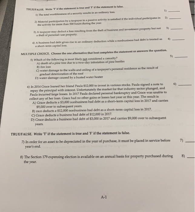 Solved TRUEFALSE. Write T if the statement is true and F if | Chegg.com
