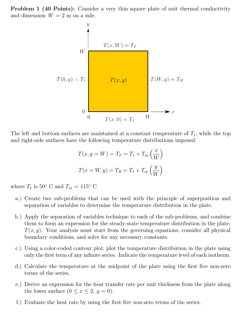 Solved Problem 1 (40 ﻿Points): Consider a very thin square | Chegg.com