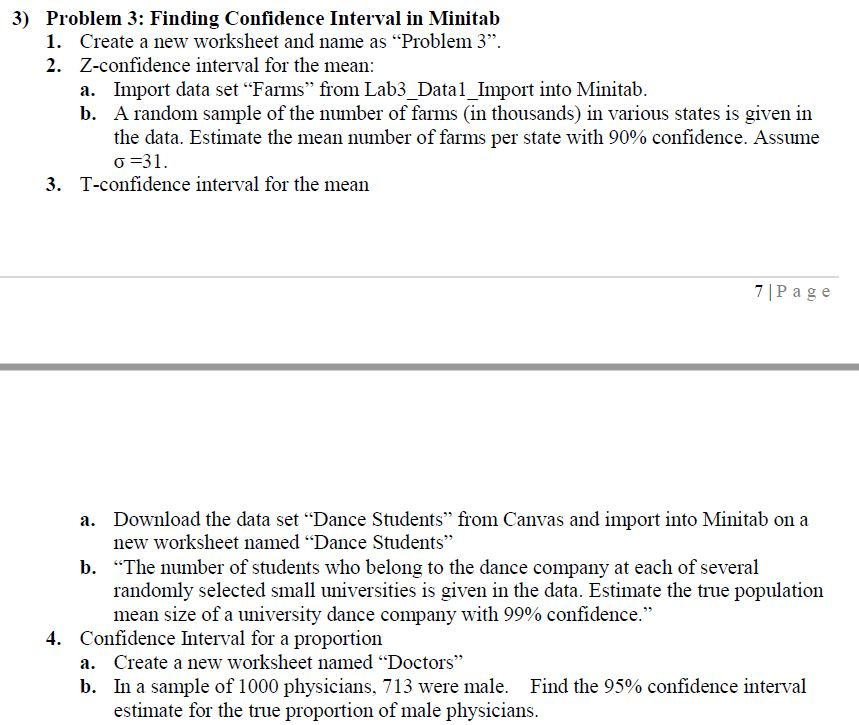 Solved 3) Problem 3: Finding Confidence Interval in Minitab | Chegg.com