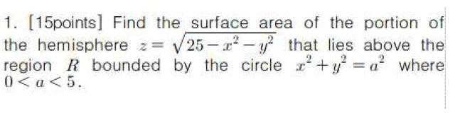 Solved [15points] ﻿Find the surface area of the portion | Chegg.com