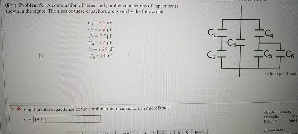 Solved (8%) Problem 5: A combination of series and parallel | Chegg.com