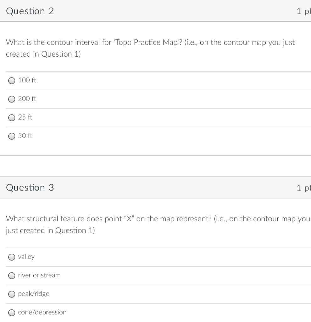 Solved Question 1 6P Topo Practice Map - Draw in contour | Chegg.com