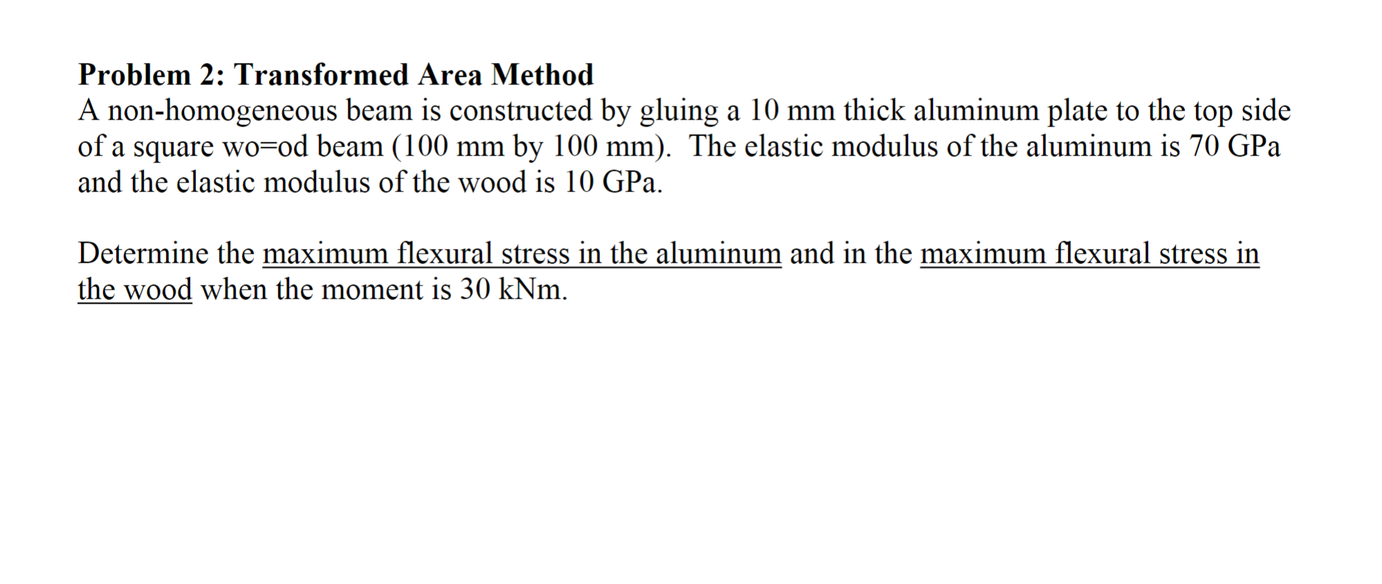 Solved Problem 2: Transformed Area Method A non-homogeneous | Chegg.com