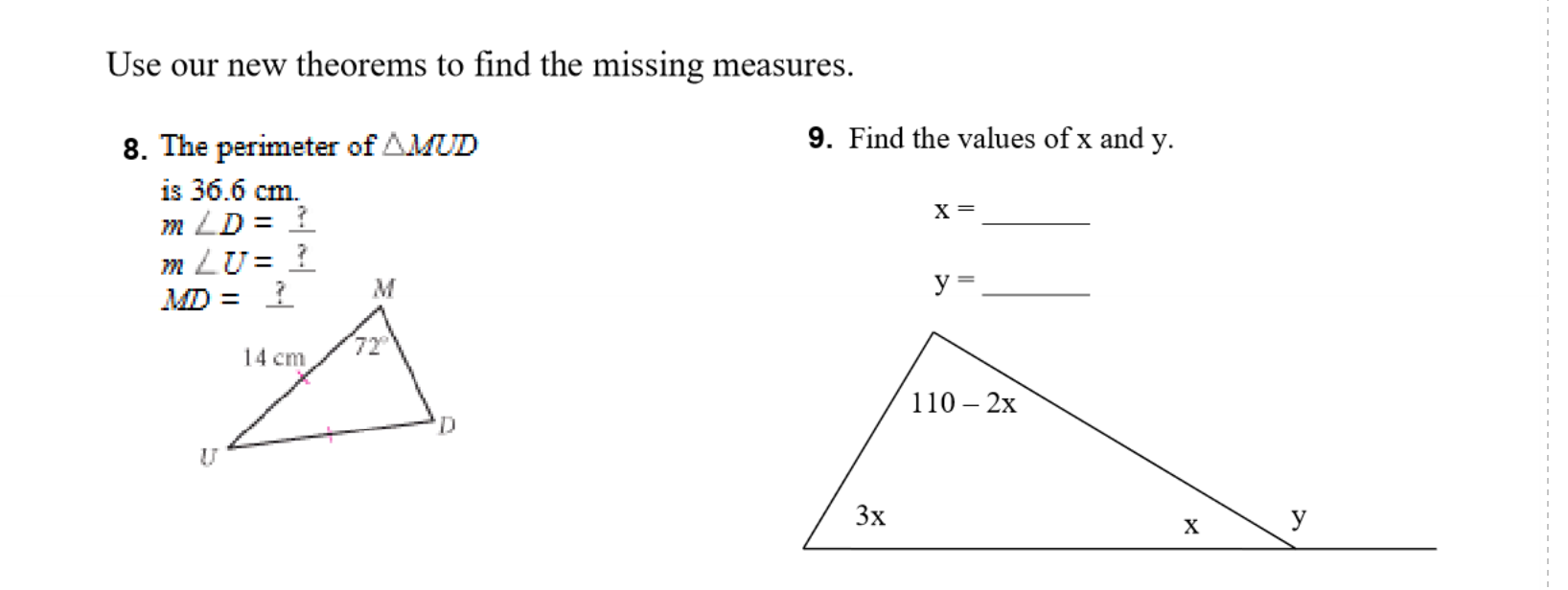 Solved Use our new theorems to find the missing measures. 9. | Chegg.com