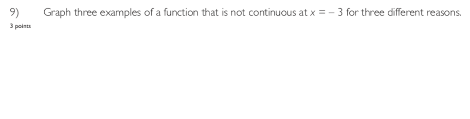 Solved 9) Graph three examples of a function that is not | Chegg.com