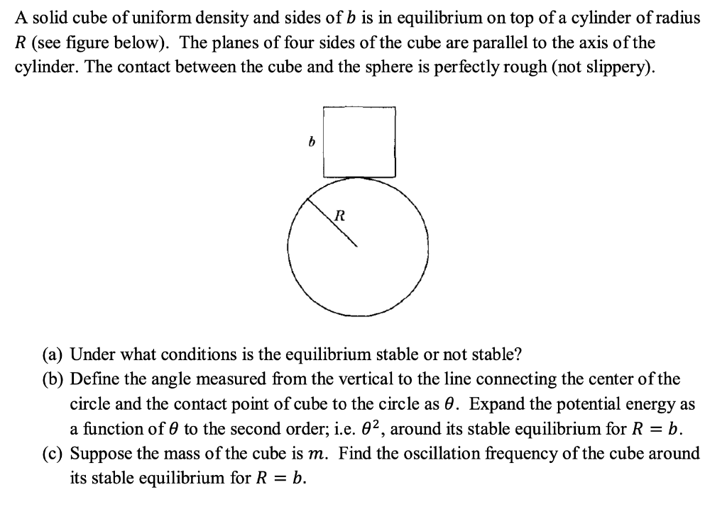 Solved A solid cube of uniform density and sides of b is in | Chegg.com