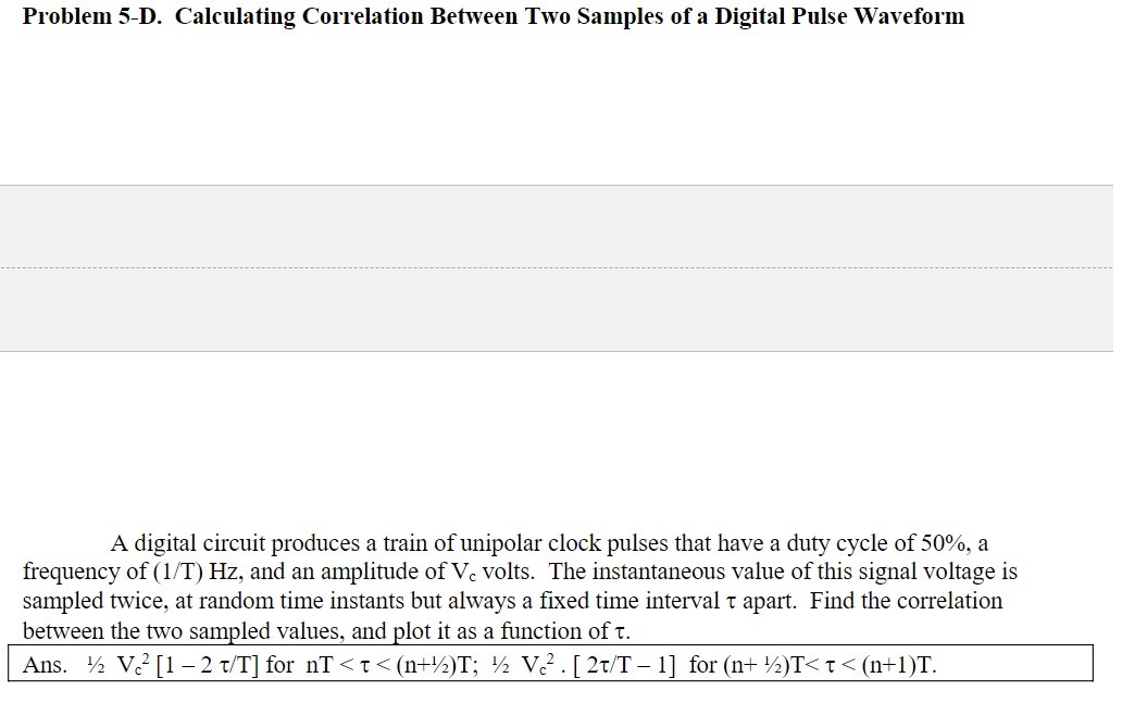 Solved Problem 5-D. Calculating Correlation Between Two | Chegg.com