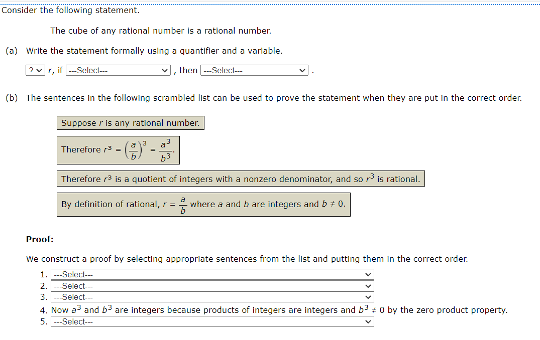 Solved The cube of any rational number is a rational number. | Chegg.com