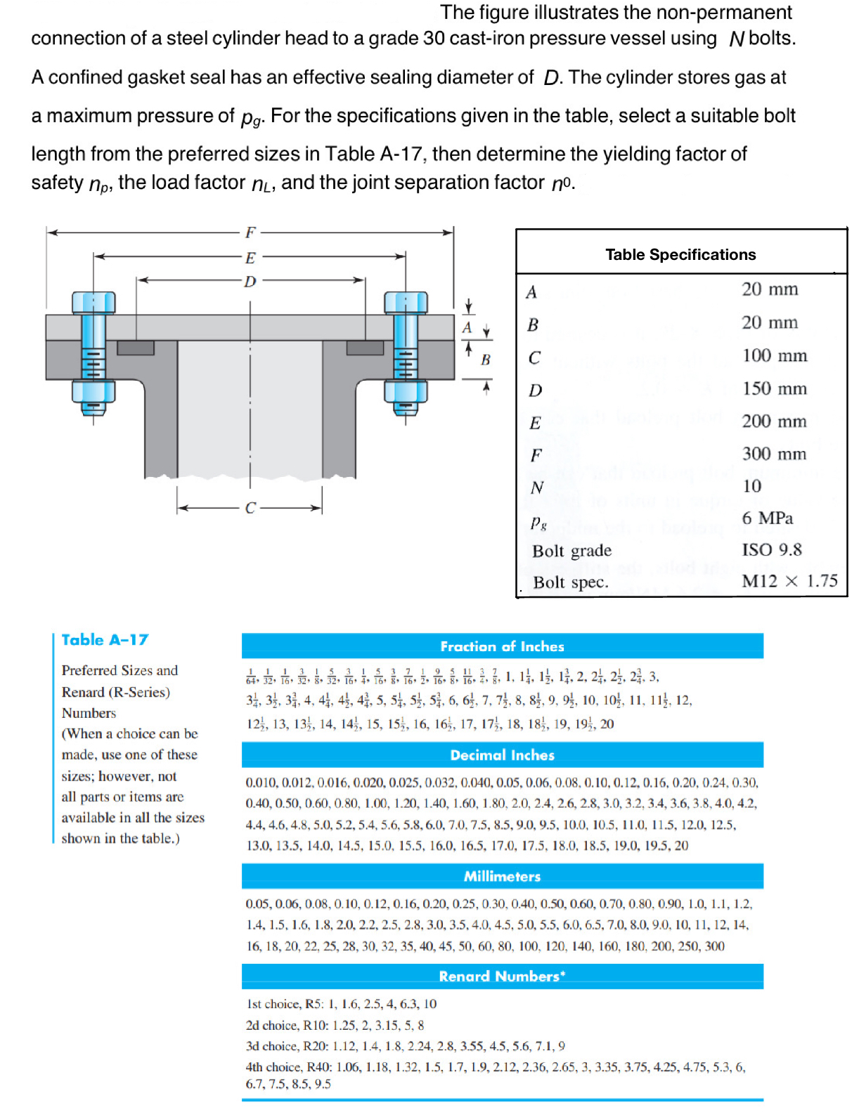 Solved For the specifications given in the table, select a | Chegg.com