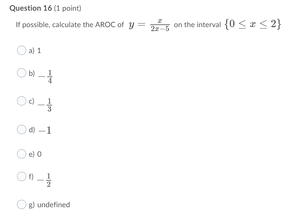 Solved Question 16 (1 point) If possible, calculate the AROC | Chegg.com