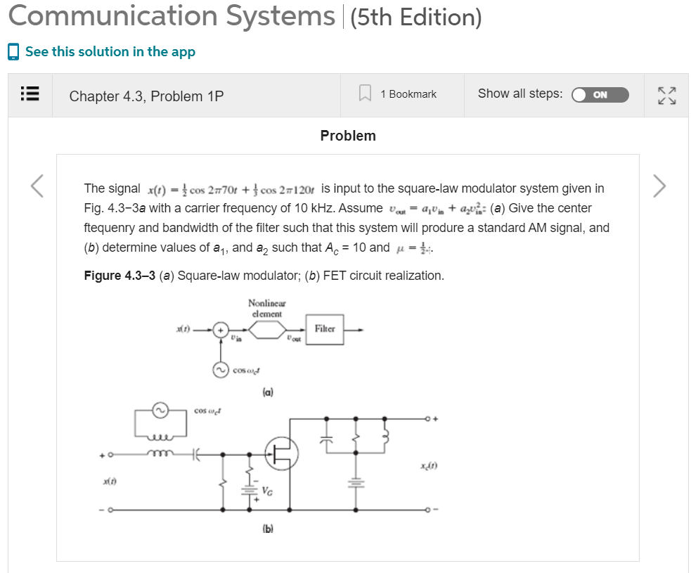 Solved Communication Systems 5th Edition See This Solution 7368