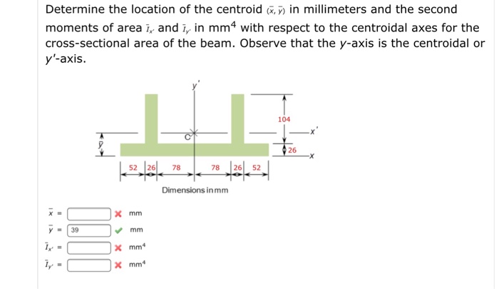 Solved Determine the location of the centroid (x, bar y bar) | Chegg.com