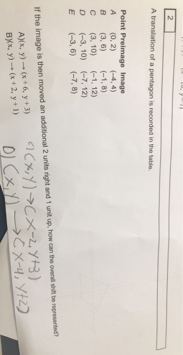 Solved 10, y 2 A translation of a pentagon is recorded in | Chegg.com
