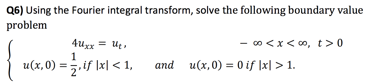 Solved Q6) Using the Fourier integral transform, solve the | Chegg.com