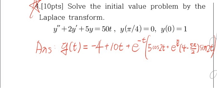 Solved 10pts] Solve the initial value problem by the Laplace | Chegg.com