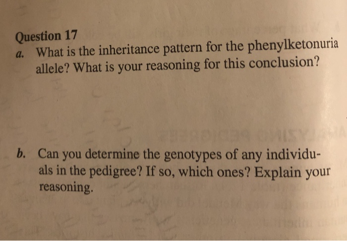 Solved Question 17 a. What is the inheritance pattern for | Chegg.com