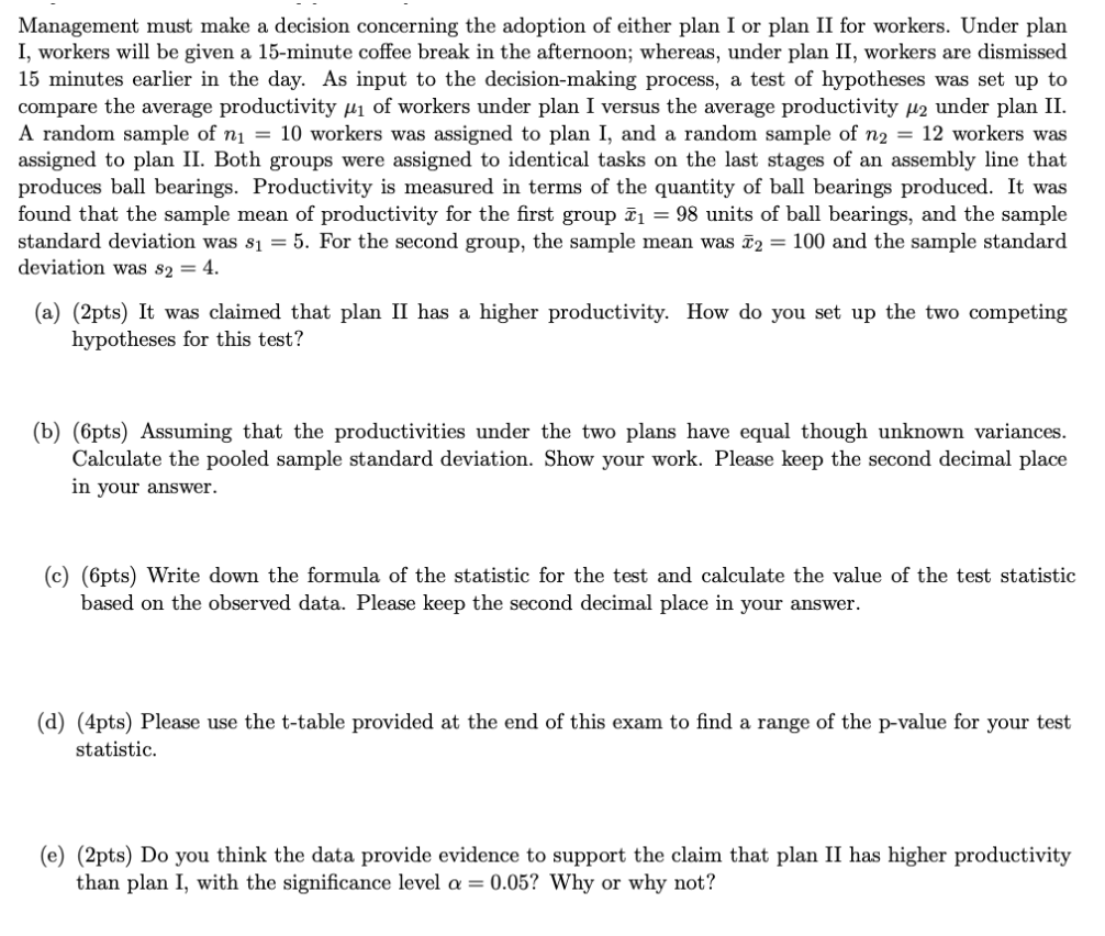 Solved Management must make a decision concerning the | Chegg.com