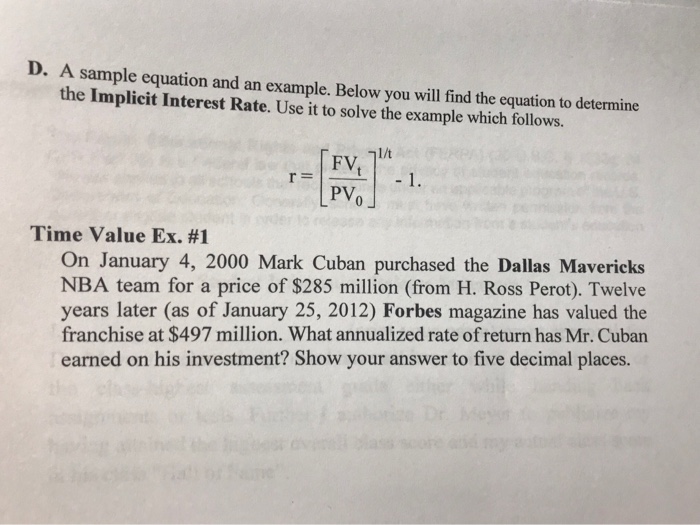 Solved D. A sample equation and an example. Below you will | Chegg.com