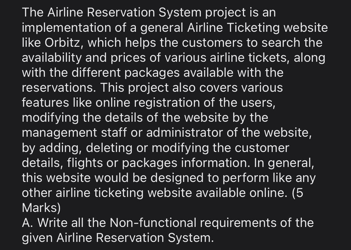 Solved The Airline Reservation System project is an | Chegg.com