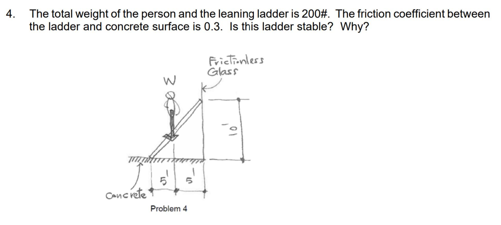 Solved The total weight of the person and the leaning ladder | Chegg.com