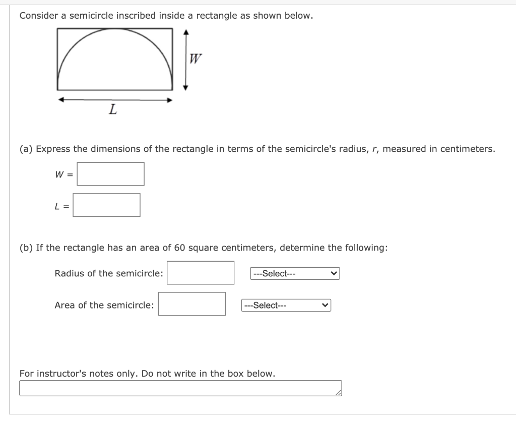 Solved Consider a semicircle inscribed inside a rectangle as | Chegg.com