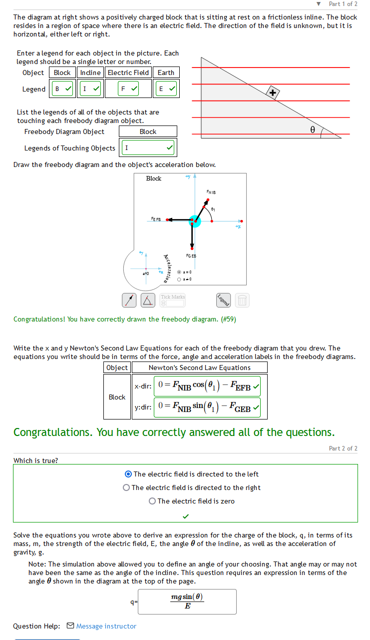 Solved The diagram at right shows a positively charged block | Chegg.com