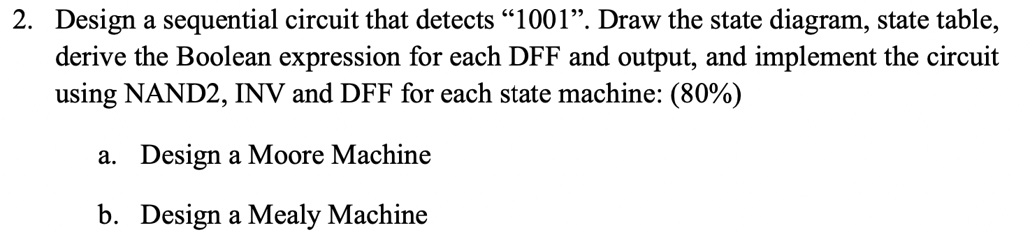 Solved 2. Design a sequential circuit that detects “1001”. | Chegg.com