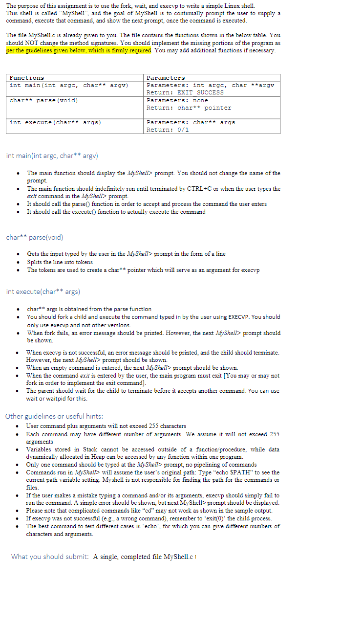 Solved The purpose of this assignment is to use the fork, | Chegg.com