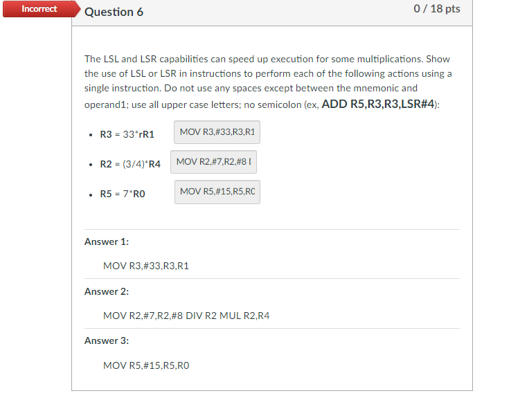 Solved Incorrect Question 6 0/18 pts The LSL and LSR | Chegg.com