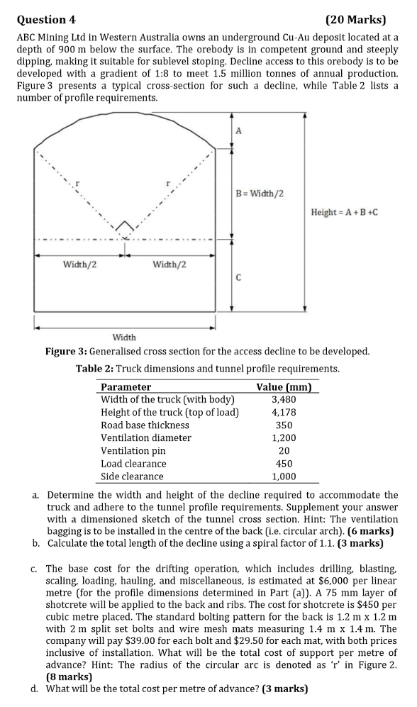 Question 4 (20 Marks) ABC Mining Ltd in Western | Chegg.com