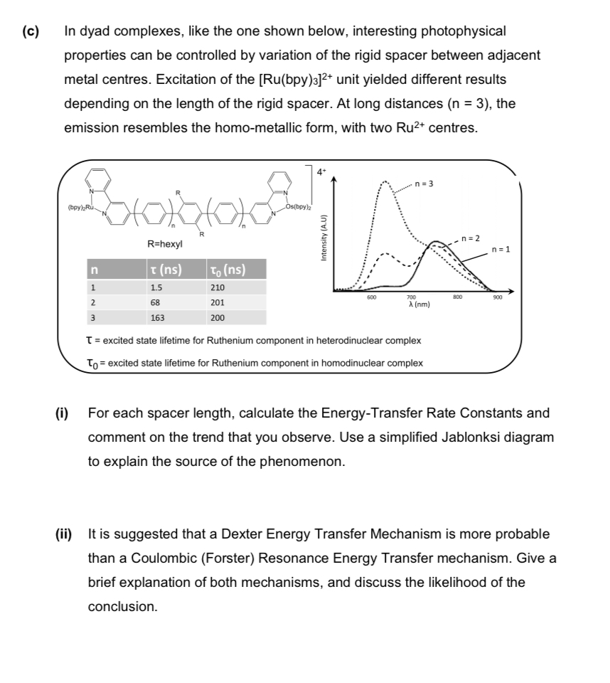 Solved (c) ﻿In dyad complexes, like the one shown below, | Chegg.com